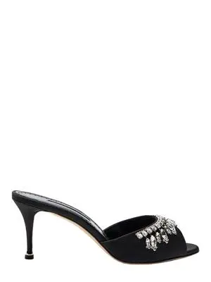 Manolo Blahnik Tulimu Crystal-embellished Heeled Mules - Black