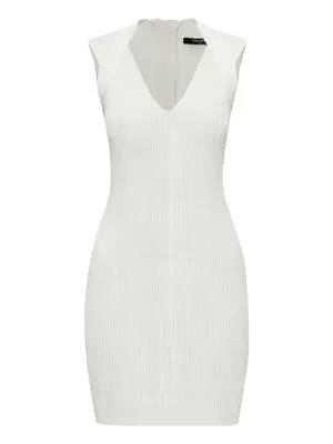 Balmain V-neck Sleeveless Dress - White