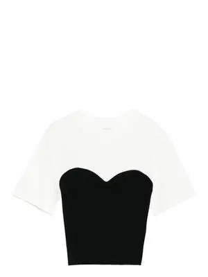 Patrizia Pepe Short-sleeve T-shirt With Knitted Bustier Detail - White