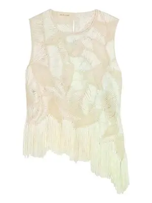 HEIRLOME Maureen Fringed Sleeveless Top - Neutrals