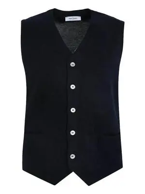 GRAN SASSO V-neck Button Vest - Blue