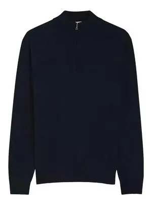 AURELIEN Zip Neck Sweater - Blue