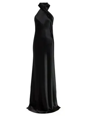 Galvan Pandora Halterneck Maxi Dress - Black