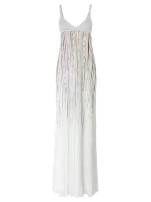 Missoni Sleeveless Flame-effect Lamé Gown - White