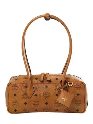 Mcm Aren Monogram Zip Shoulder Bag - Brown