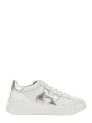 Hogan Rebel Perforated Silver Logo Trainers - White