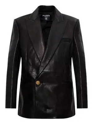 Balmain Lion-button Leather Jacket - Black