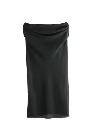 RIER Draped Midi Skirt - Black