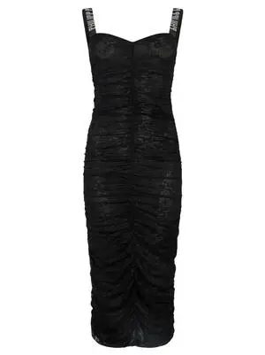 Philipp Plein Wrinkled Lace Midi Dress - Black