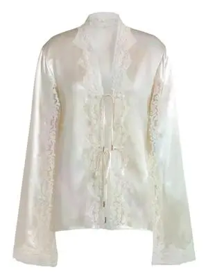 Alberta Ferretti Lace V-neck Blouse - White