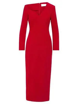 Florence & Fortitude V-neck Long-sleeve Midi Dress - Red
