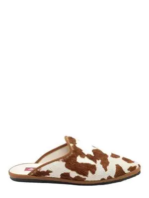 GONDOLINA Cow-print Mules - White