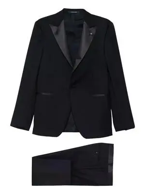 Tagliatore Satin-trim Suit - Black