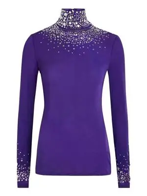 Rabanne Embellished Roll-neck Top - Purple