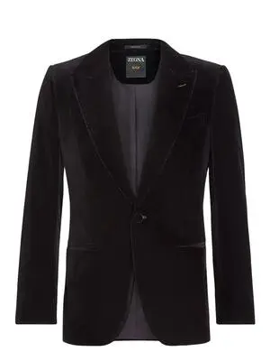 Zegna Cotton Buttoned Blazer - Black