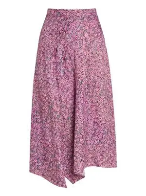 Isabel Marant Cacia Floral-print Asymmetric Midi Skirt - Pink