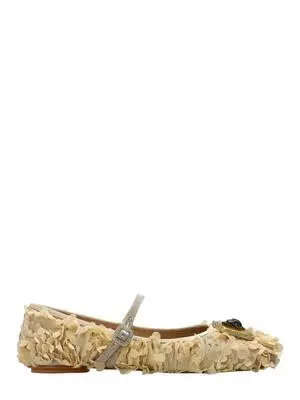 Kurt Geiger Floral Buckled Ballet Flats - Neutrals