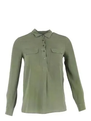 Maje Half-buttoned Pocket Blouse - Green