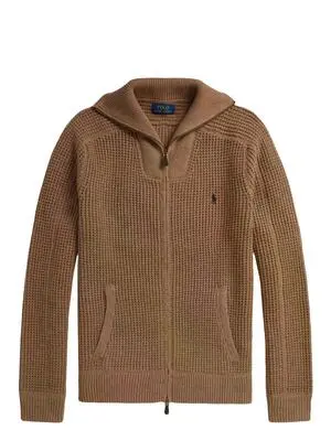 Polo Ralph Lauren Waffle-knit Full-zip Cardigan - Brown
