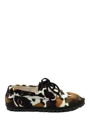 GONDOLINA Rodeo Cow-print Boat Shoes - Brown