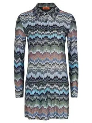 Missoni Zig-zag Polo-collar Mini Dress - Blue