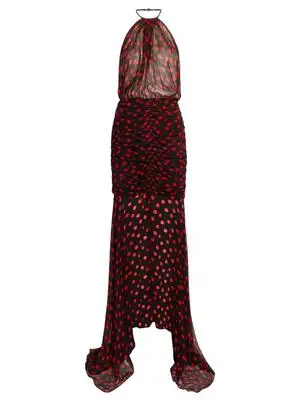 Ronny Kobo Lovisa Halterneck Polka Dot Midi Dress - Black