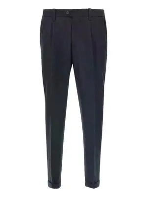 DEVORE INCIPIT Pleated Trousers With Turn-up Hem - Blue