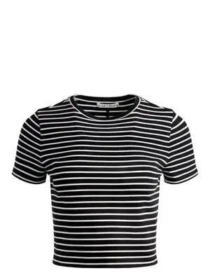 Alice + Olivia Cindy Striped Cropped T-shirt - Black
