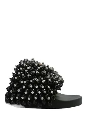 Kurt Geiger Meena Beaded Eagle-detail Slides - Black