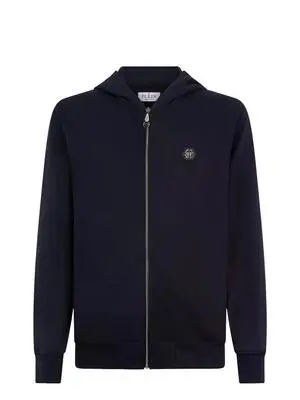 Philipp Plein Logo Plaque Zip Hoodie - Blue