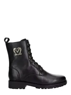 Moschino Logo Detail Lace-up Combat Boots - Black