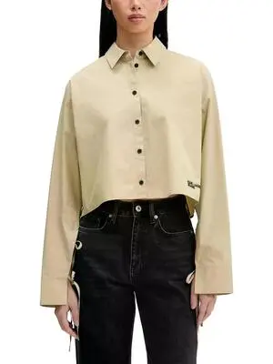 Karl Lagerfeld Tie-detail Cropped Shirt - Neutrals
