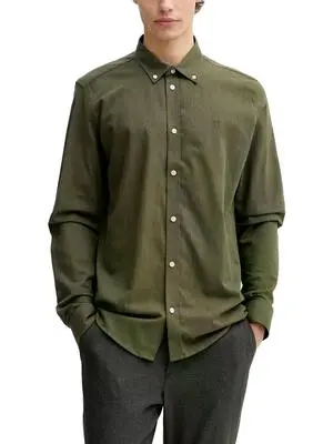 LES DEUX Desert Buttoned Long-sleeve Shirt - Green