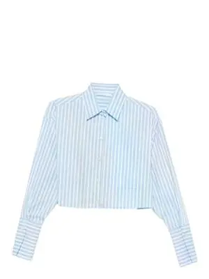 Patrizia Pepe Striped Cropped Shirt - Blue
