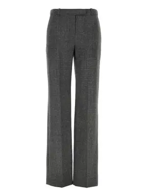Alexander McQueen Embroidered Wool Trousers - Grey