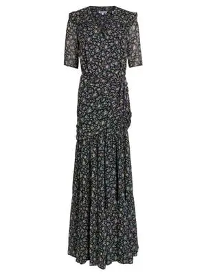 Veronica Beard Floral-print Maxi Dress With Ruffled Details - Green
