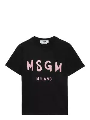 MSGM Logo-print Cotton T-shirt - Black