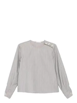 Patrizia Pepe Pinstripe Button Blouse - Grey