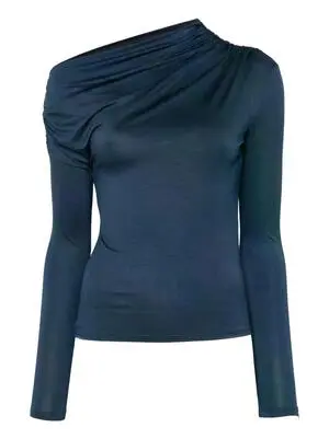 Patrizia Pepe Long-sleeve Draped Top - Blue