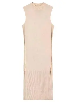 Armani Exchange Sleeveless Ribbed Midi Dress - Neutrals
