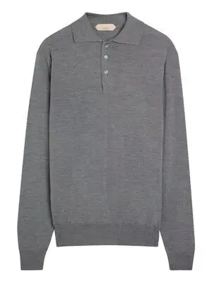AURELIEN Long-sleeve Polo Sweater - Grey