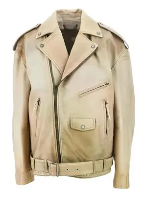 GOLDEN GOOSE Zip-fastening Leather Jacket - Neutrals