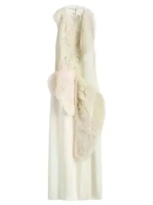TOTEME Shearling-appliqué Midi Dress - Neutrals