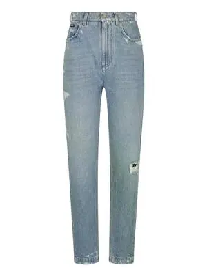 Dolce & Gabbana Distressed Straight Leg Jeans - Blue