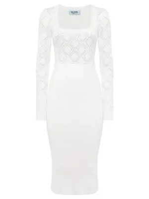BLUGIRL Diamond-weave Square-neck Dress - White