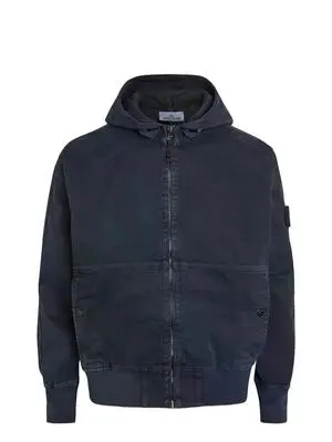 Stone Island Zip-up Panelled Hoodie - Blue