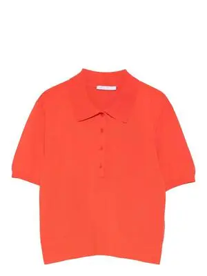 Patrizia Pepe Button-fastening Polo Top - Orange