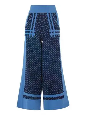 TEMPERLEY LONDON Ditzie Floral-print Trousers - Blue