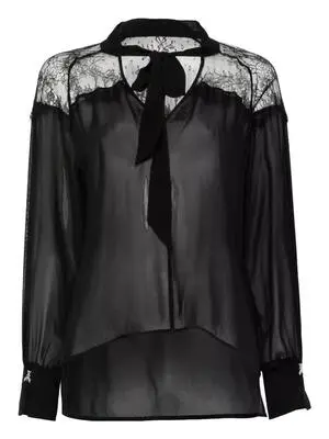 Patrizia Pepe Lace-detail Blouse - Black