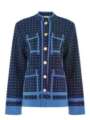 TEMPERLEY LONDON Ditzie Floral-print Knit Jacket - Blue